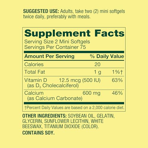 Convenient mini softgels for calcium dosage
