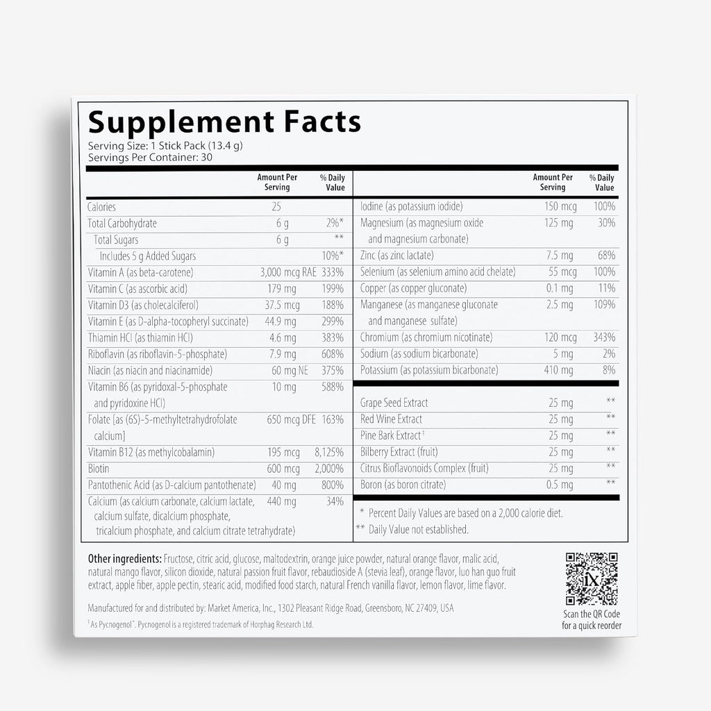 Convenient multivitamin packets for travel