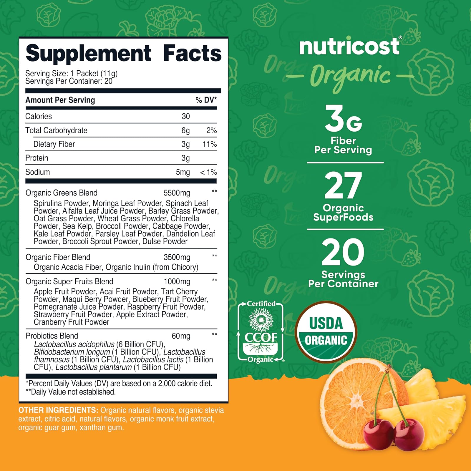 Convenient Nutricost Super Greens stickpacks