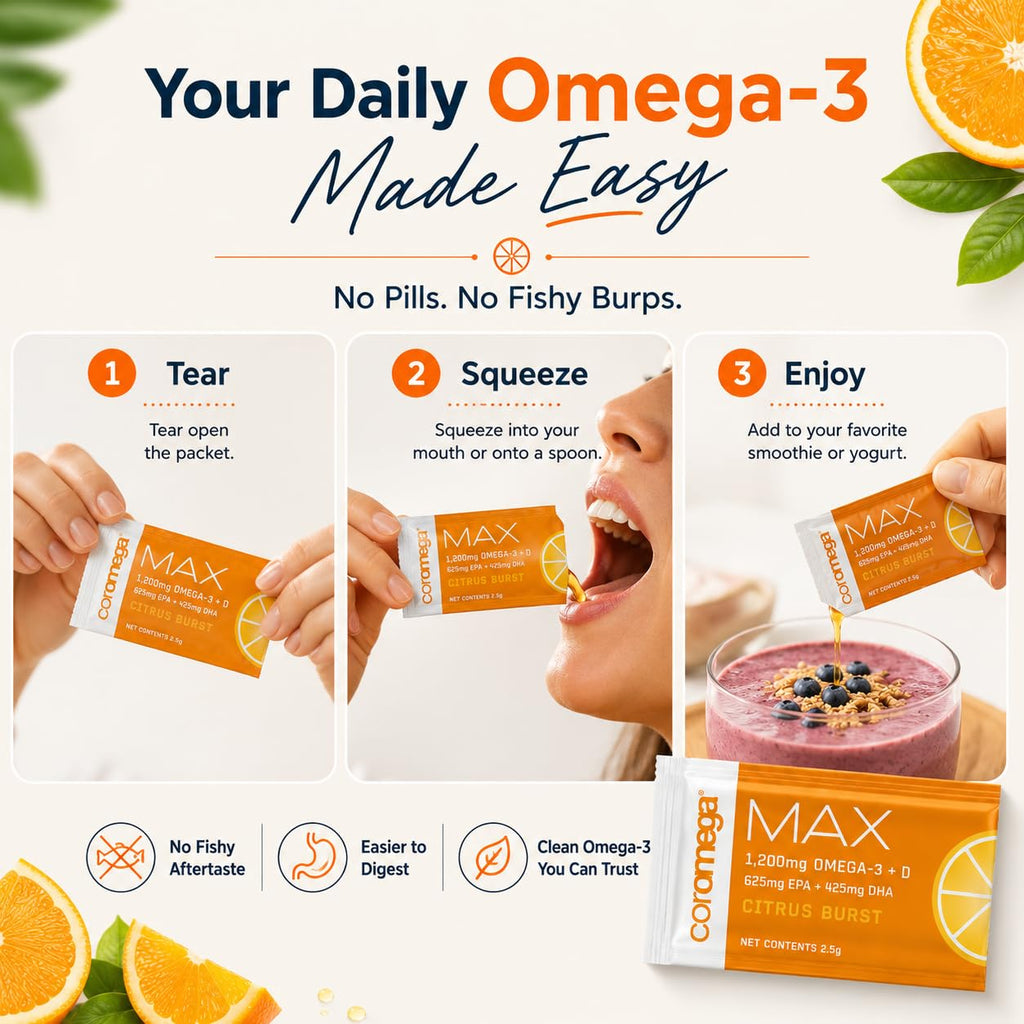 Convenient Omega-3 fish oil packets