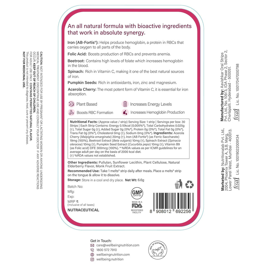 convenient oral strips for iron intake