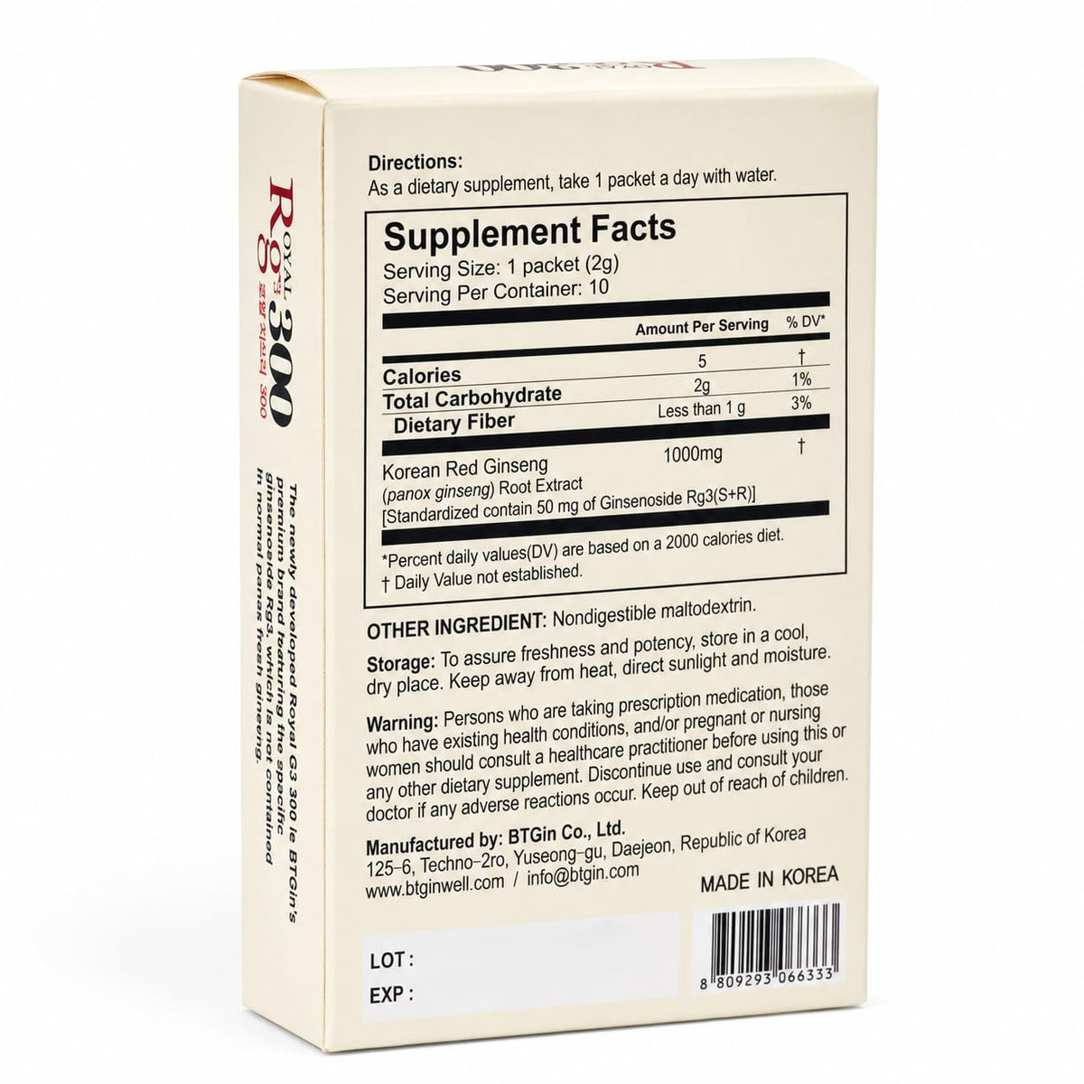 Convenient sachets of ginseng