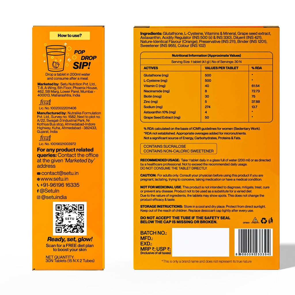 Convenient SETU Glutathione effervescent format
