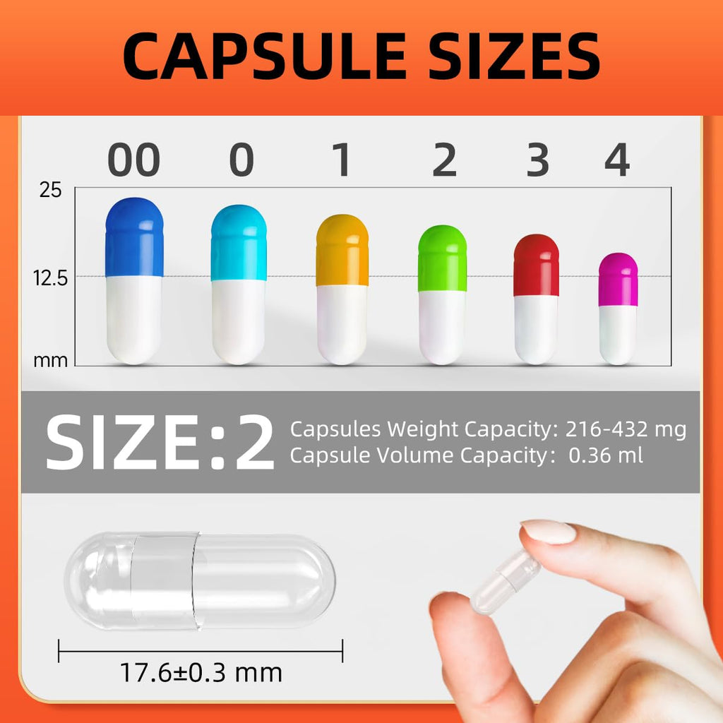 Convenient size 2 capsules for supplements