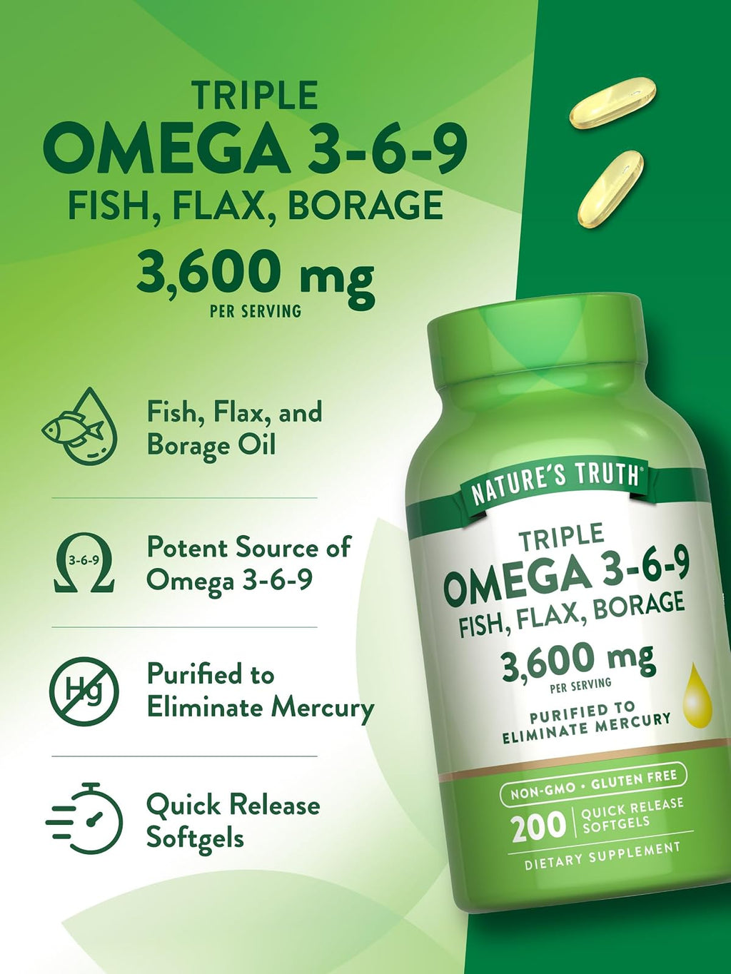 Convenient softgel format for easy use