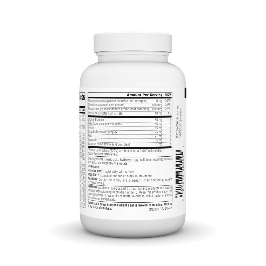 Convenient tablet form Mega-One multi-vitamin