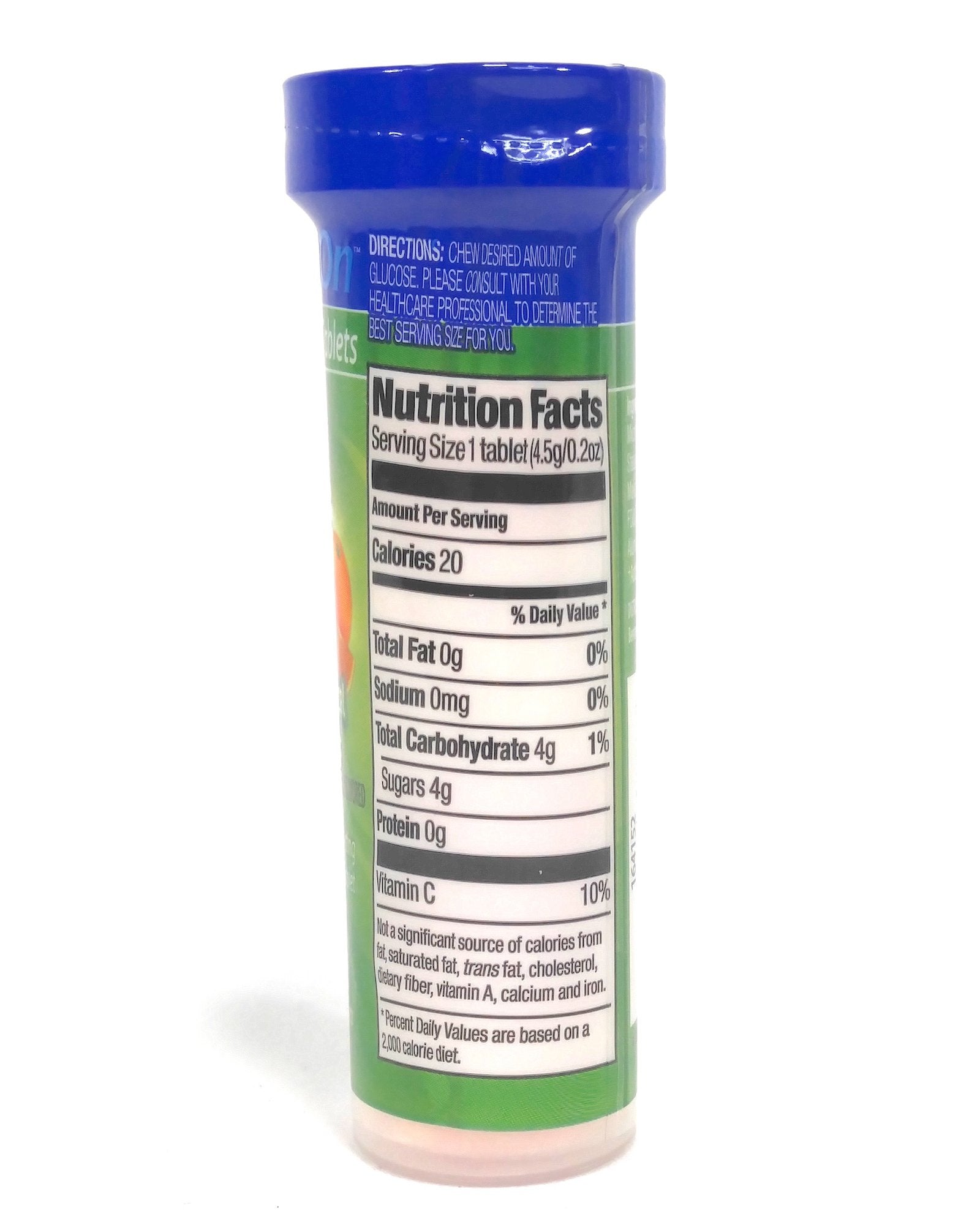 Convenient tube of glucose tablets
