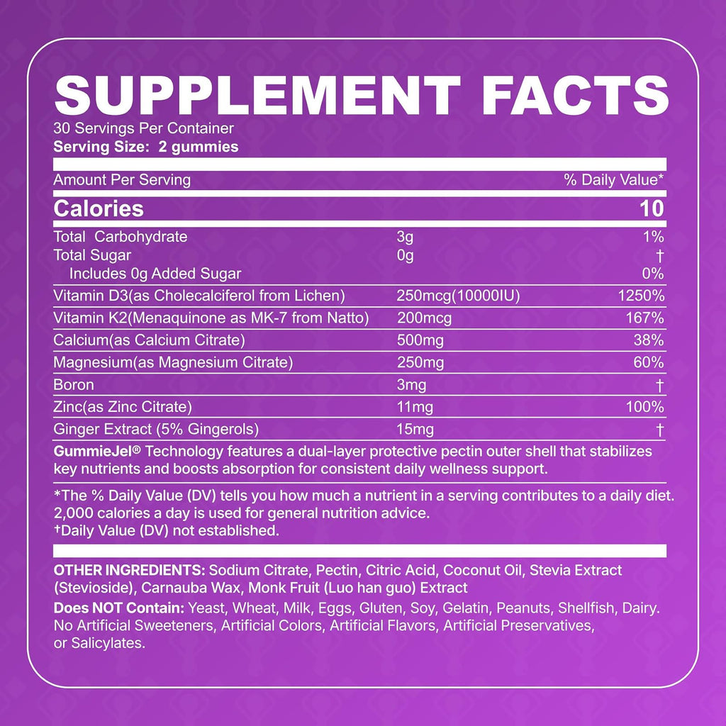 Convenient Vitamin D3 K2 gummy dosage