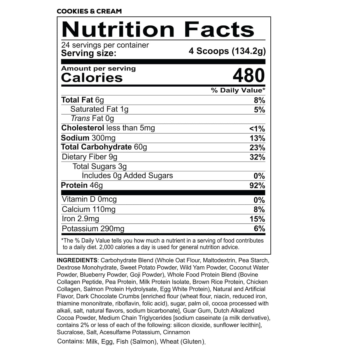 Cookies and cream plant protein blend