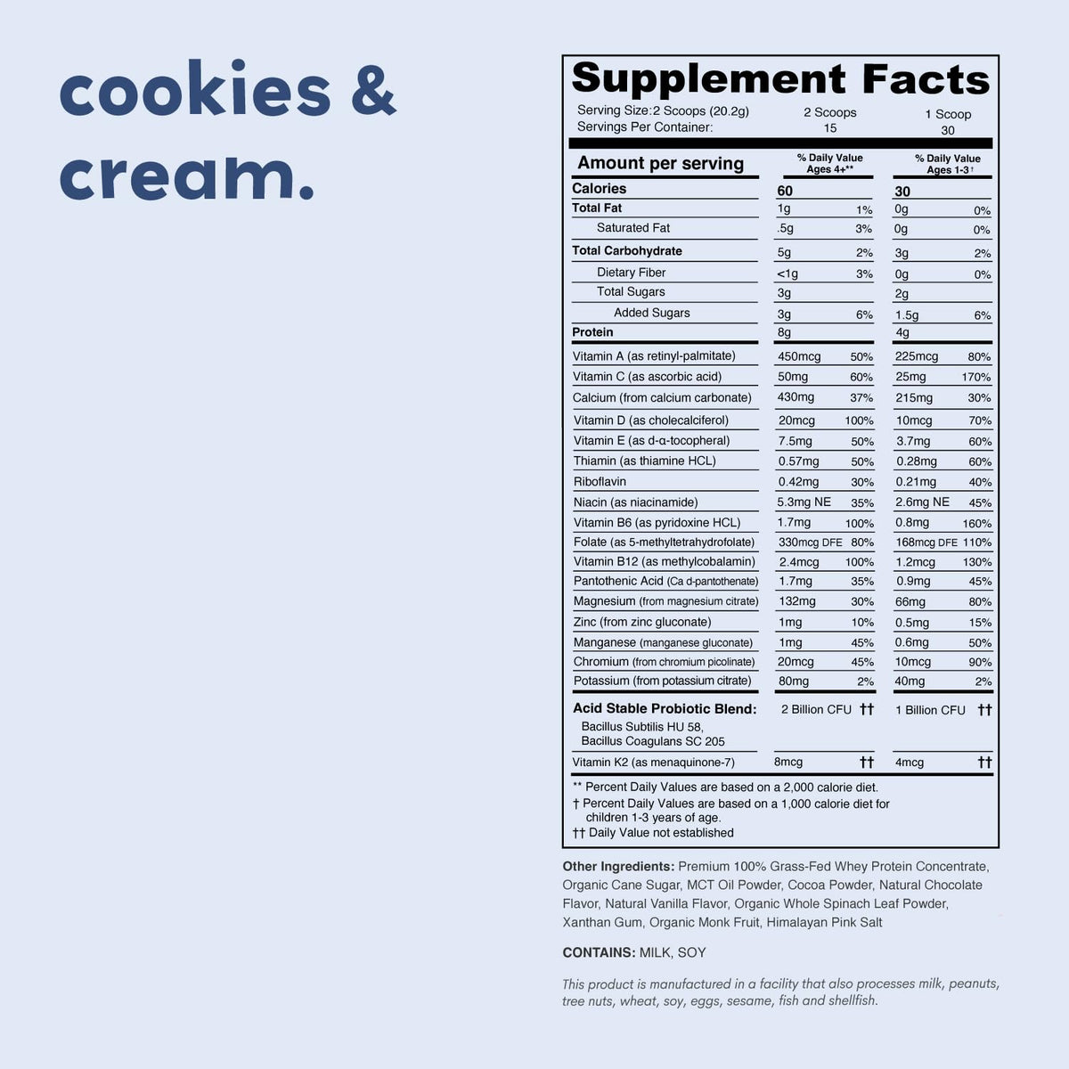 Cookies and cream protein shake