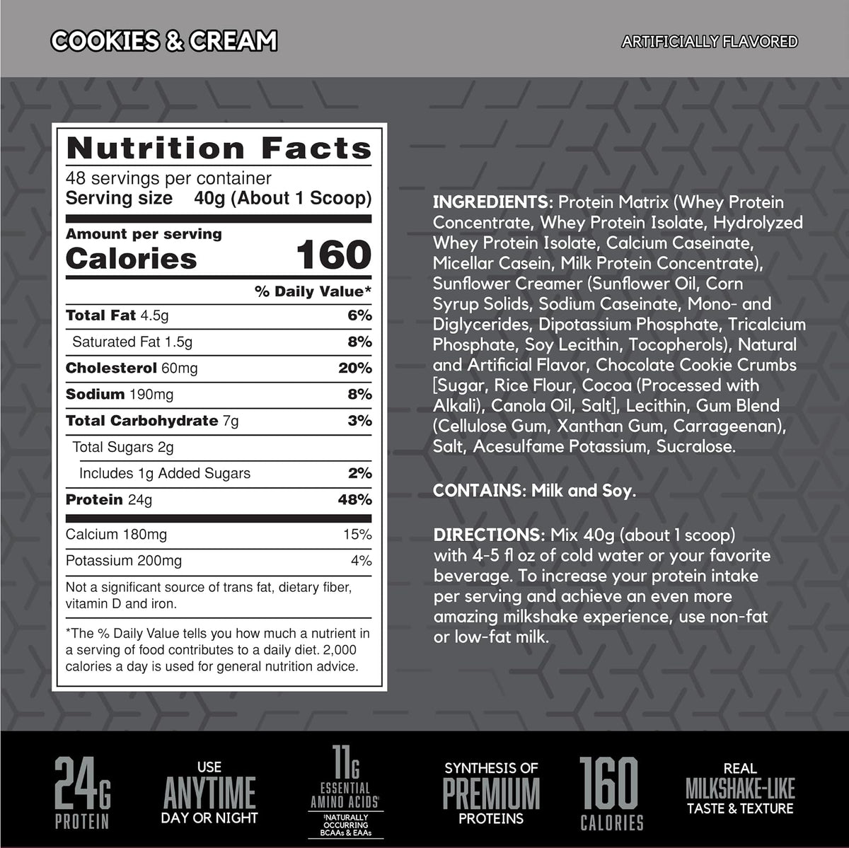 Cookies and Cream whey protein flavour