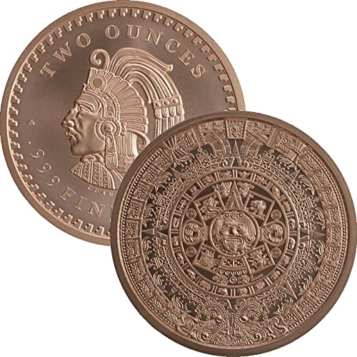 copper medallion Aztec calendar design