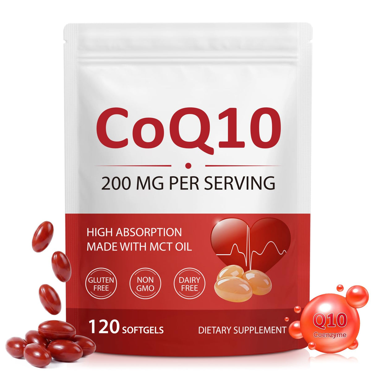 CoQ10 200 mg softgels for heart health