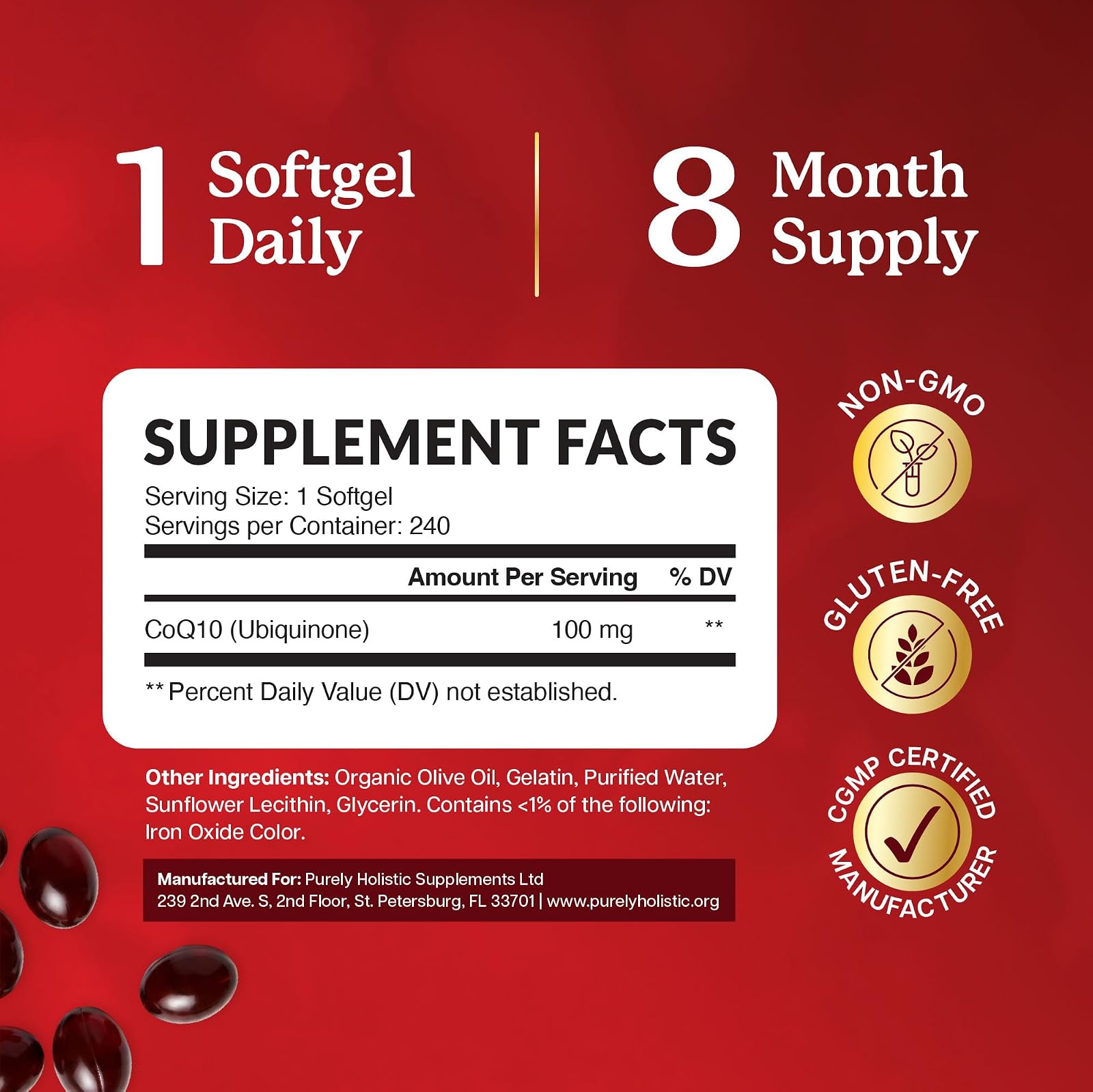 coq10 240 softgels for long-lasting supply