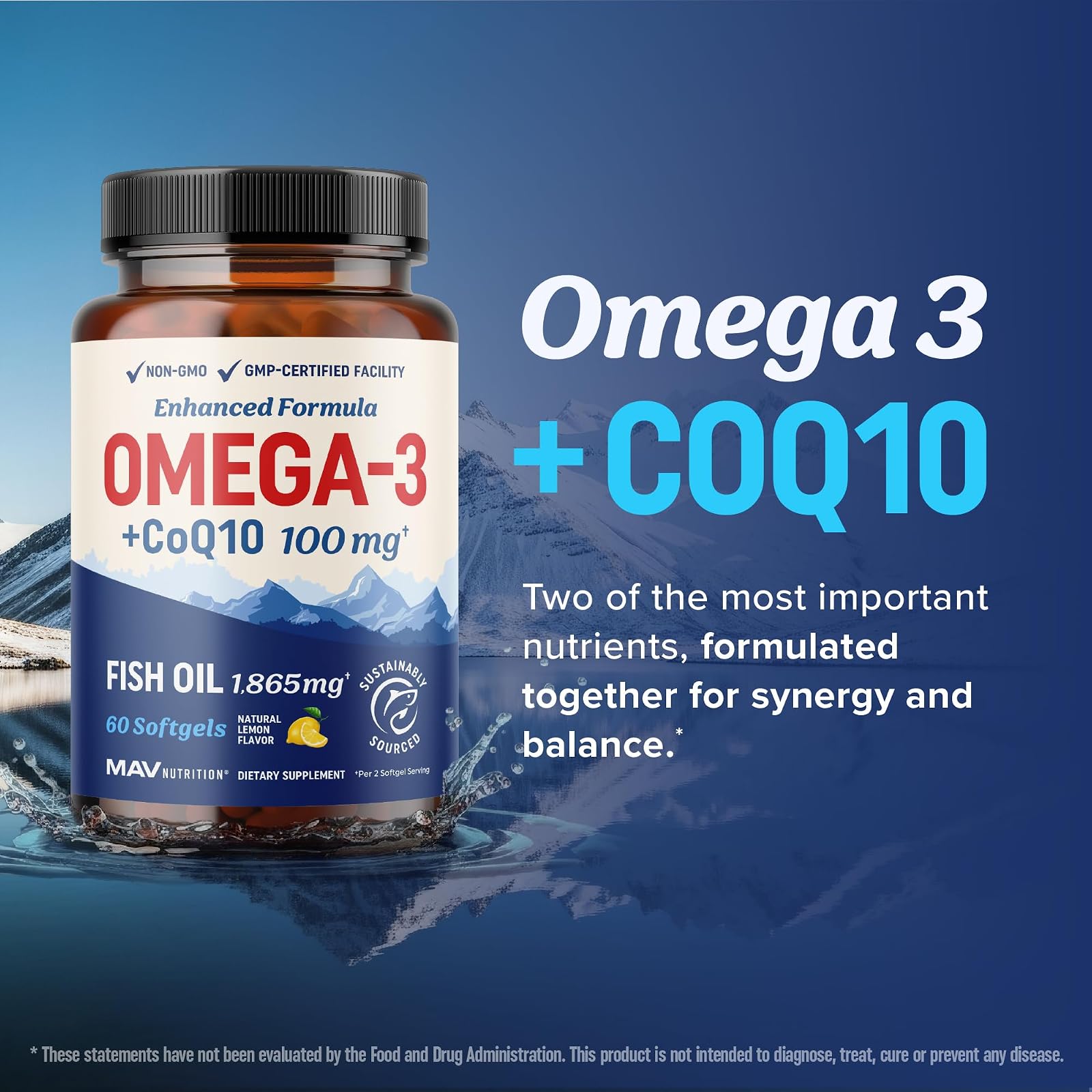 CoQ10 enriched fish oil supplement