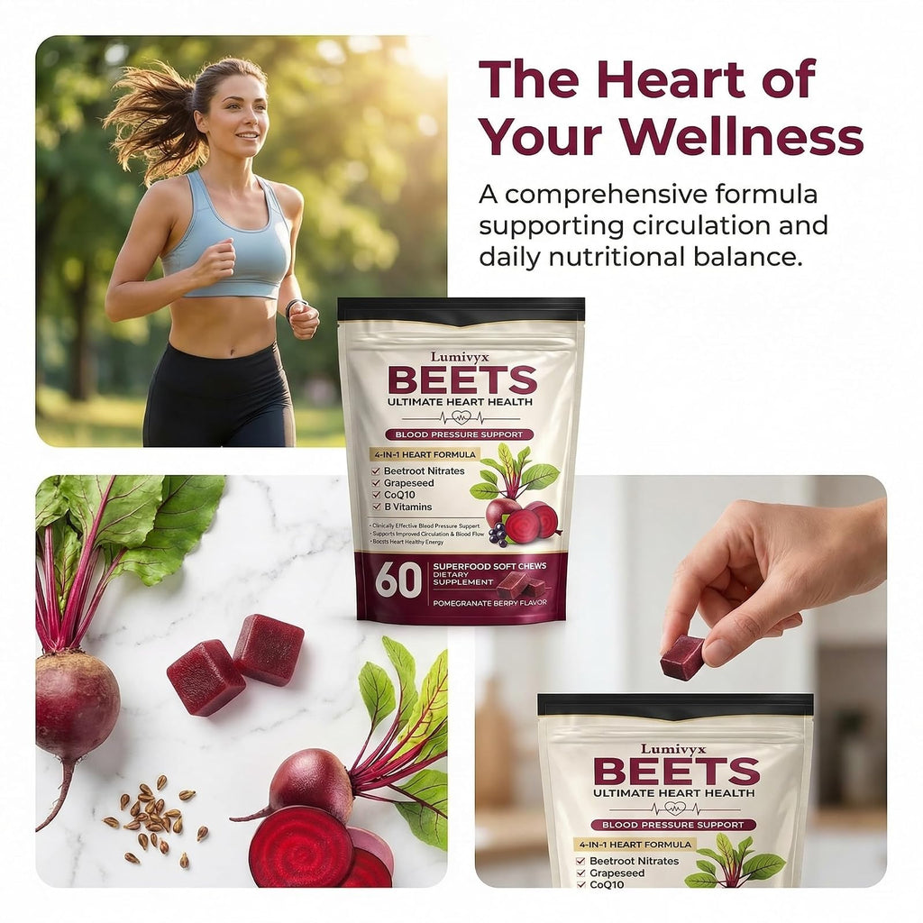 CoQ10 infused beet chews