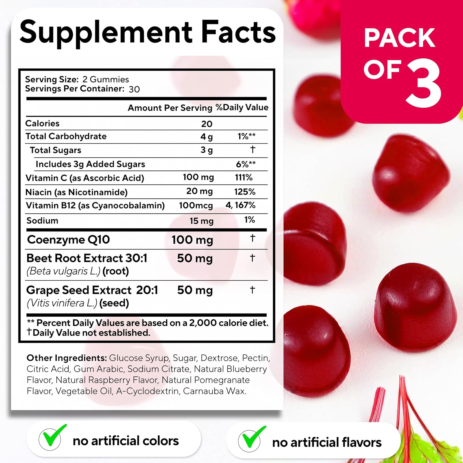 CoQ10 infused beet root vitamins