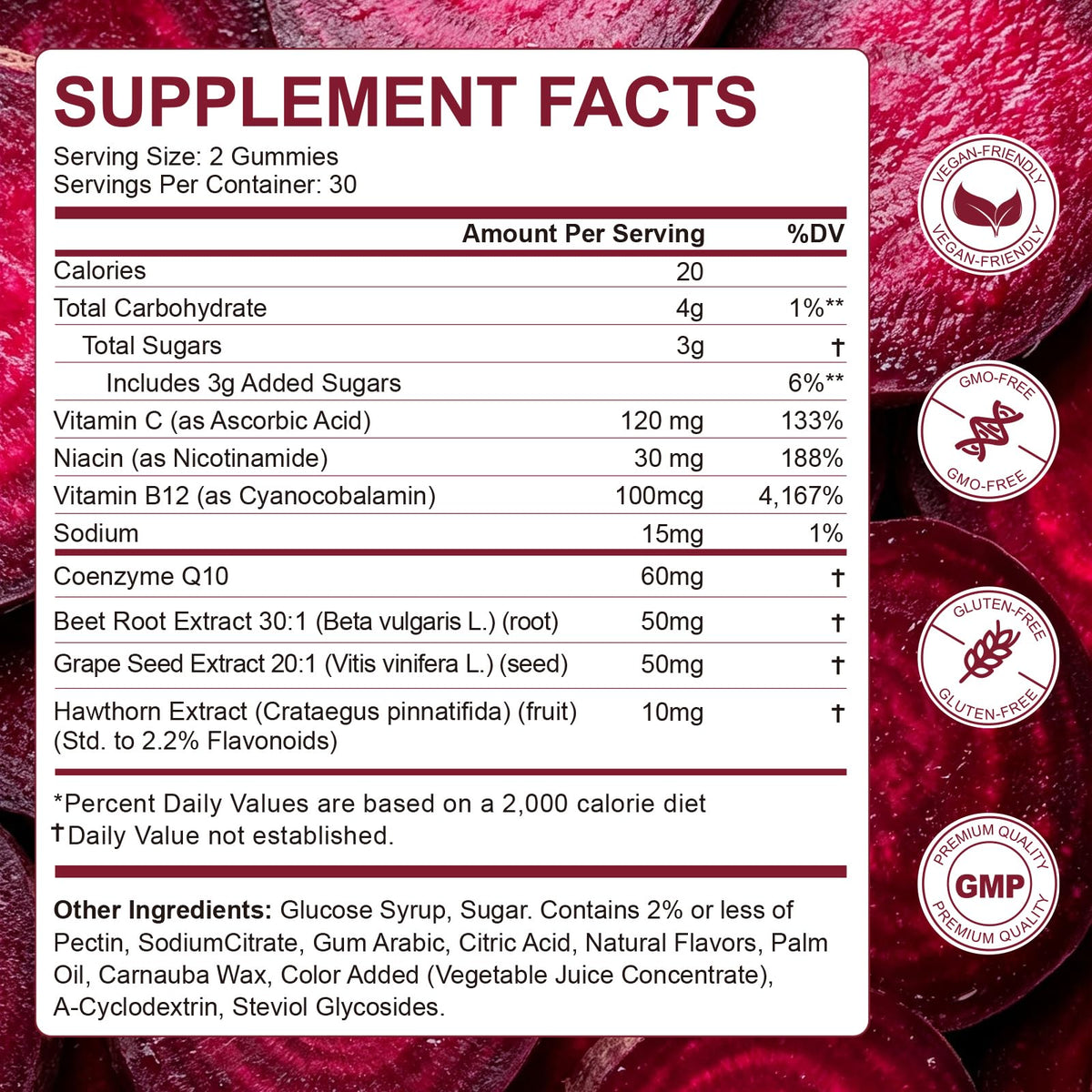 CoQ10 infused beetroot gummies