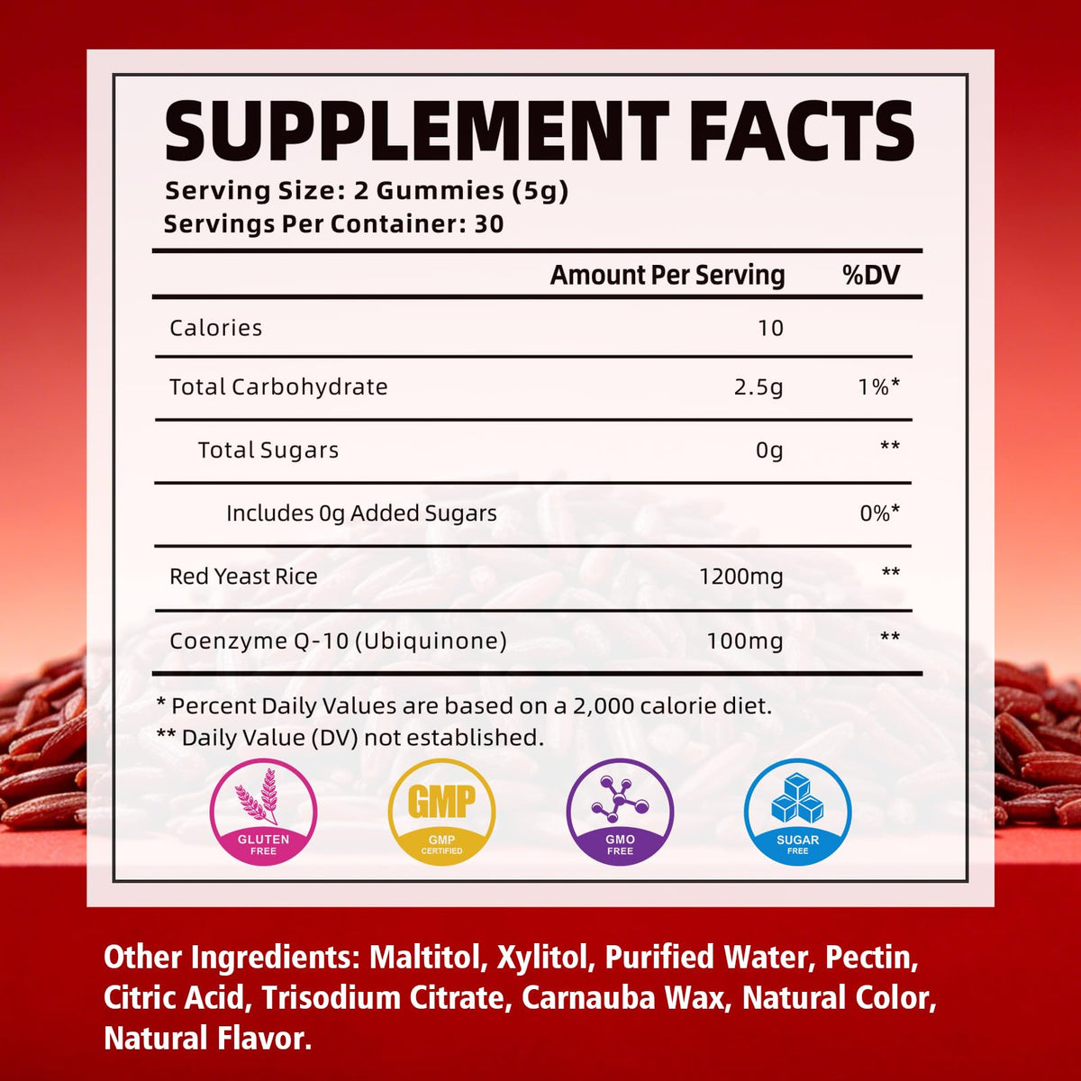 CoQ10 infused red yeast rice supplement