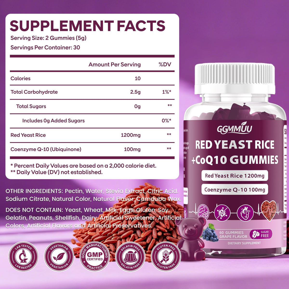 CoQ10 infused red yeast rice supplement