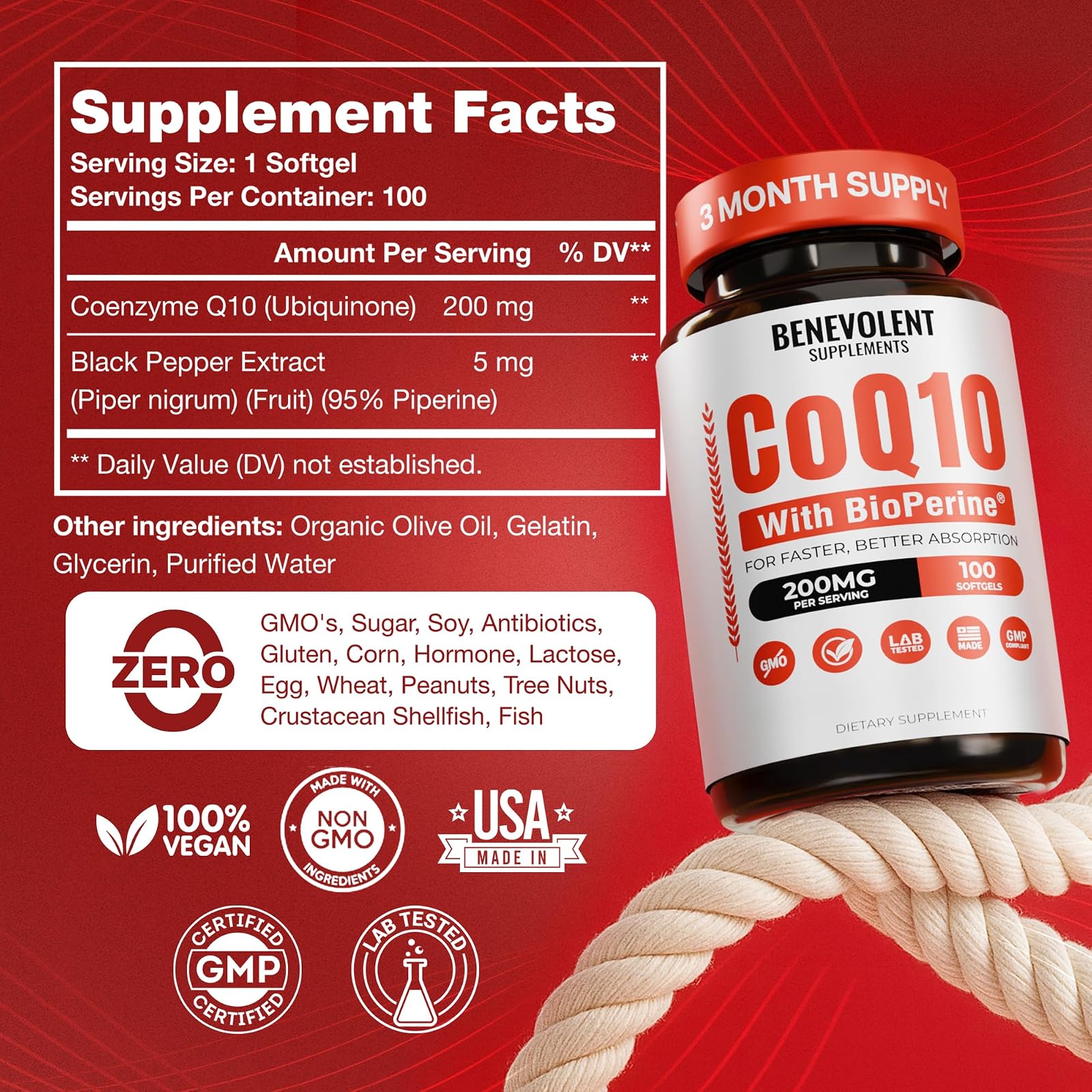 CoQ10 softgels for heart health