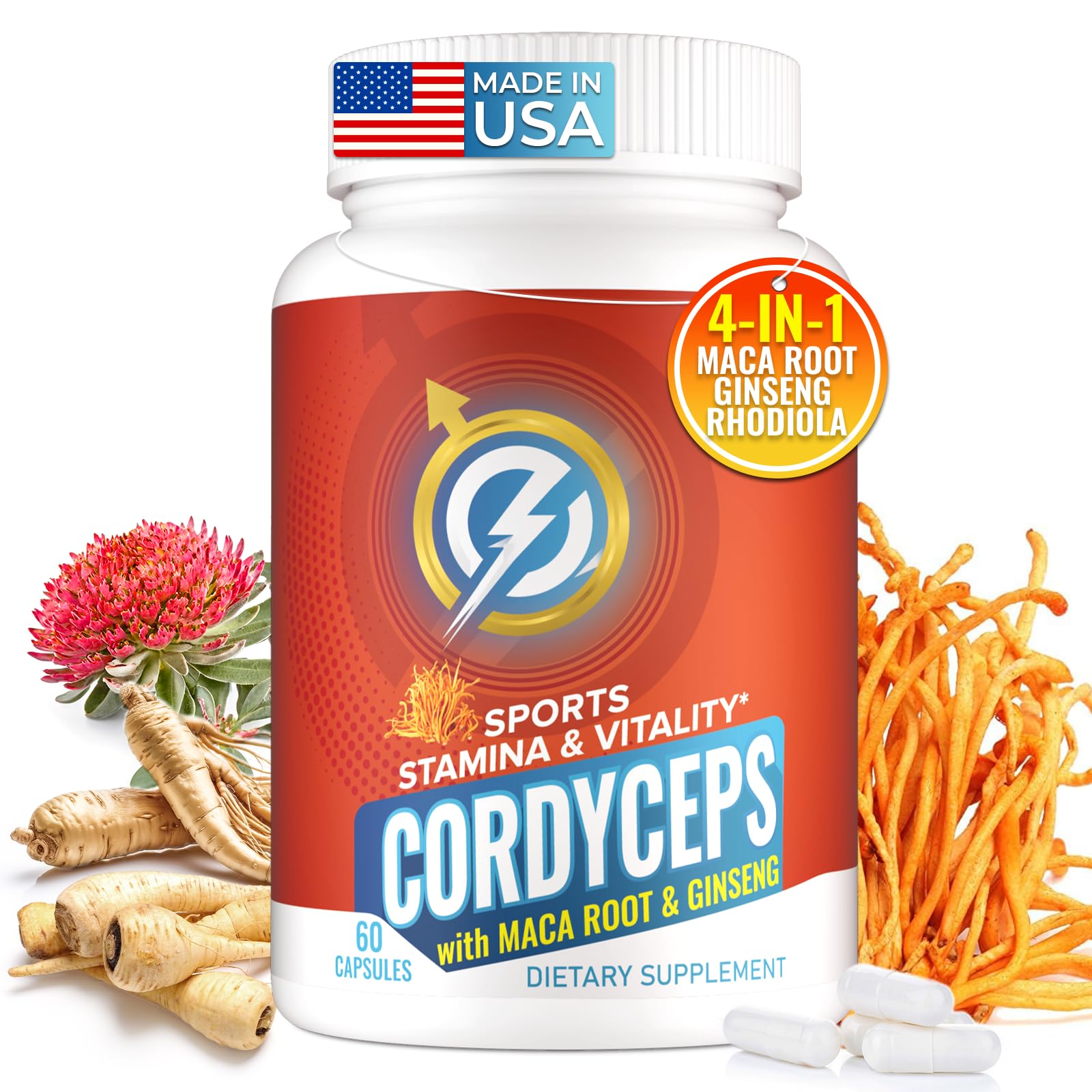 Cordyceps mushroom capsules for energy