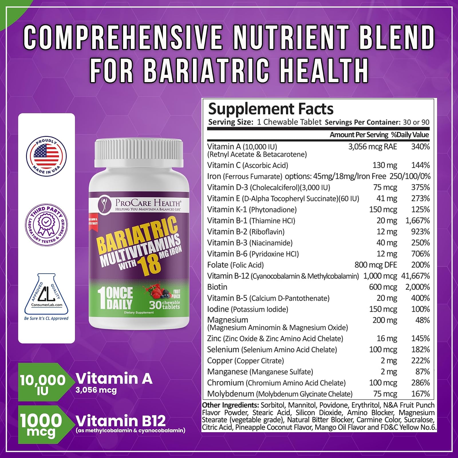 Core-18 bariatric multivitamin tablets