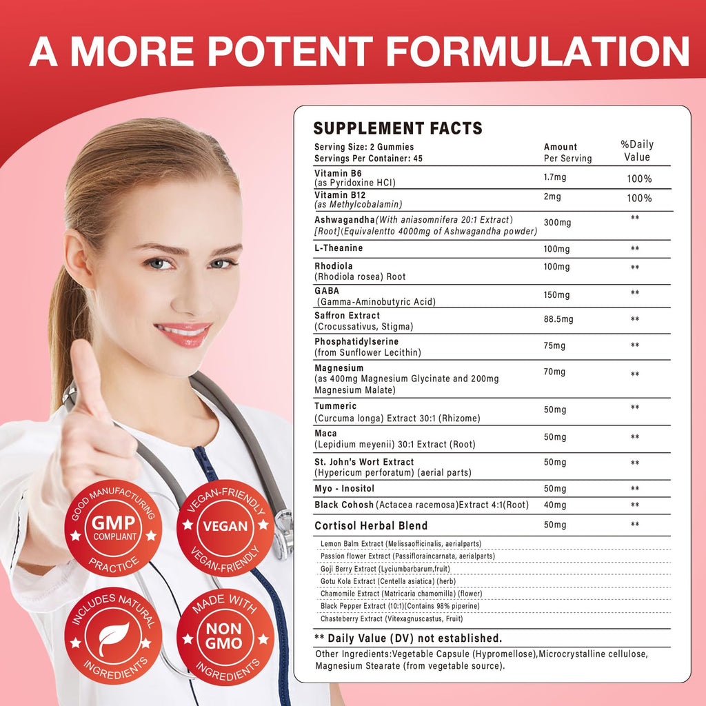 Cortisol gummies for improved mood balance