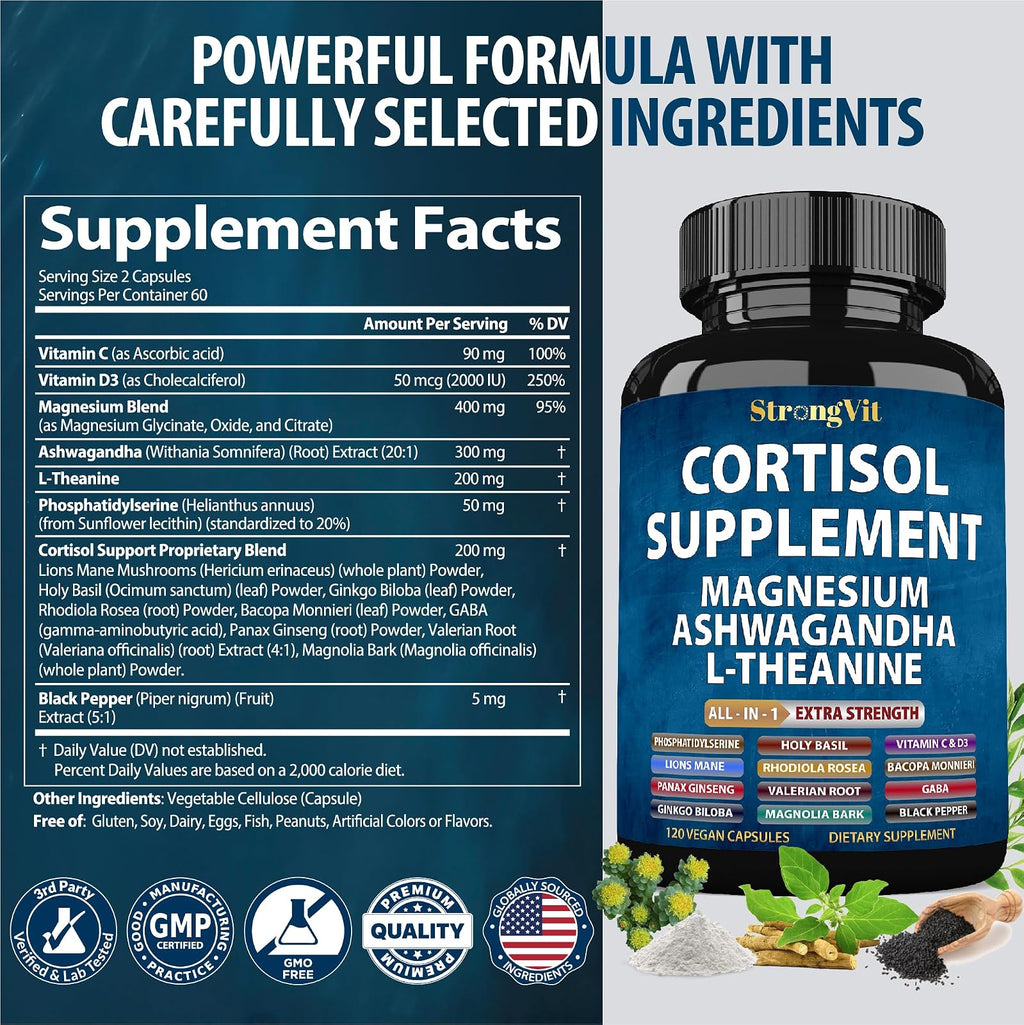 Cortisol multivitamins for senior wellness