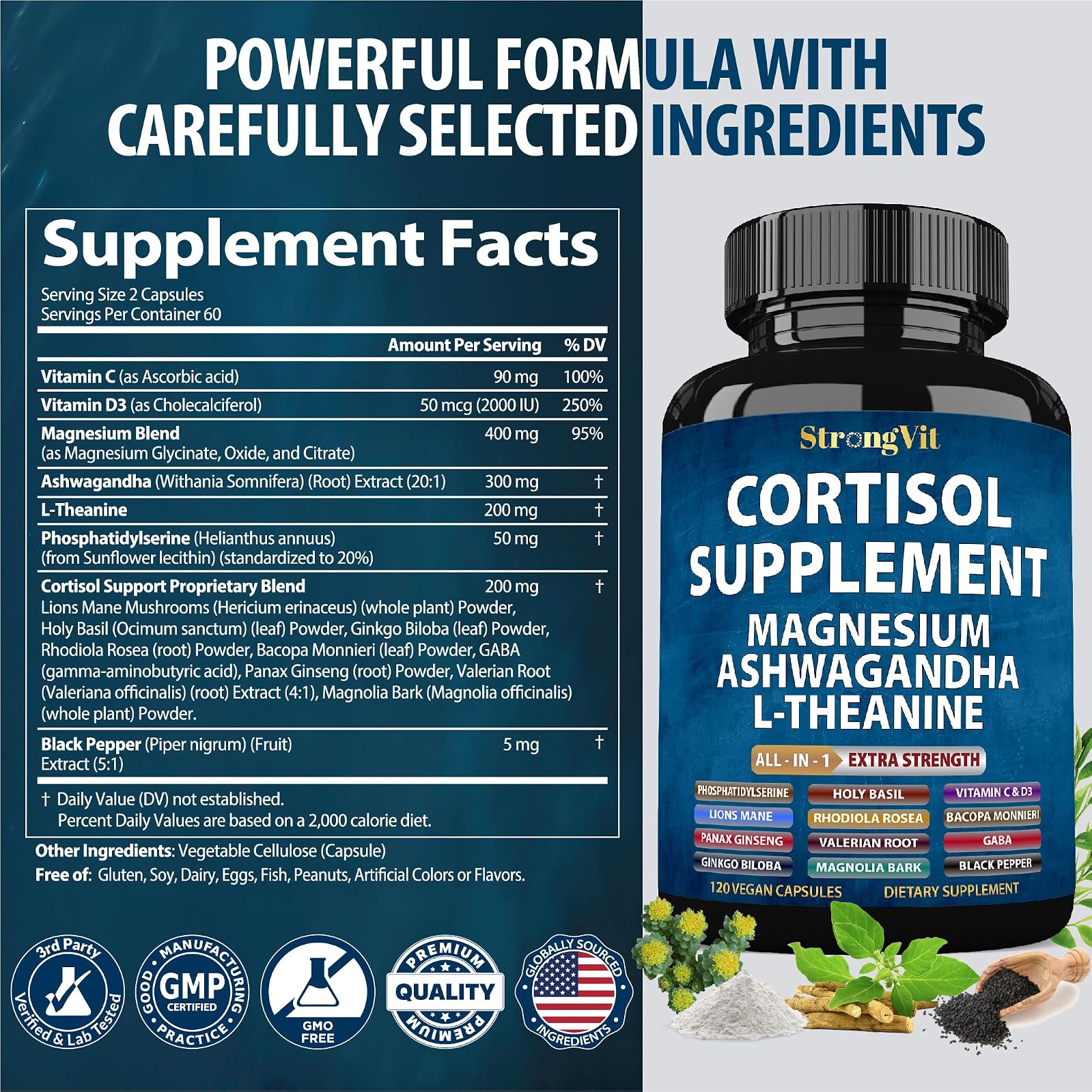 Cortisol multivitamins for senior wellness