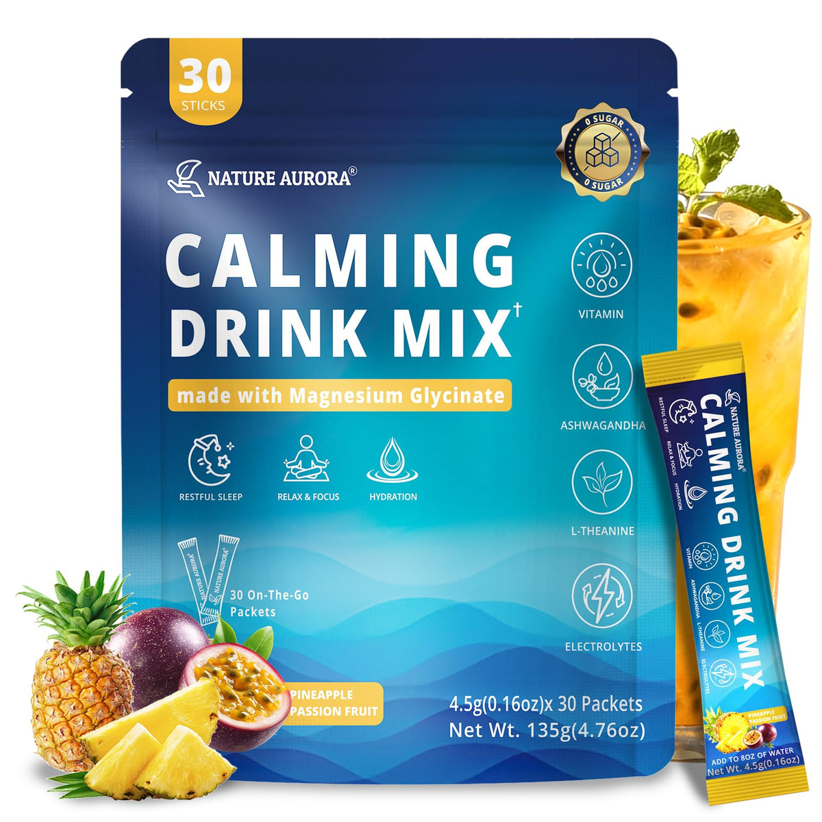 Cortisol powdered drink mix packets