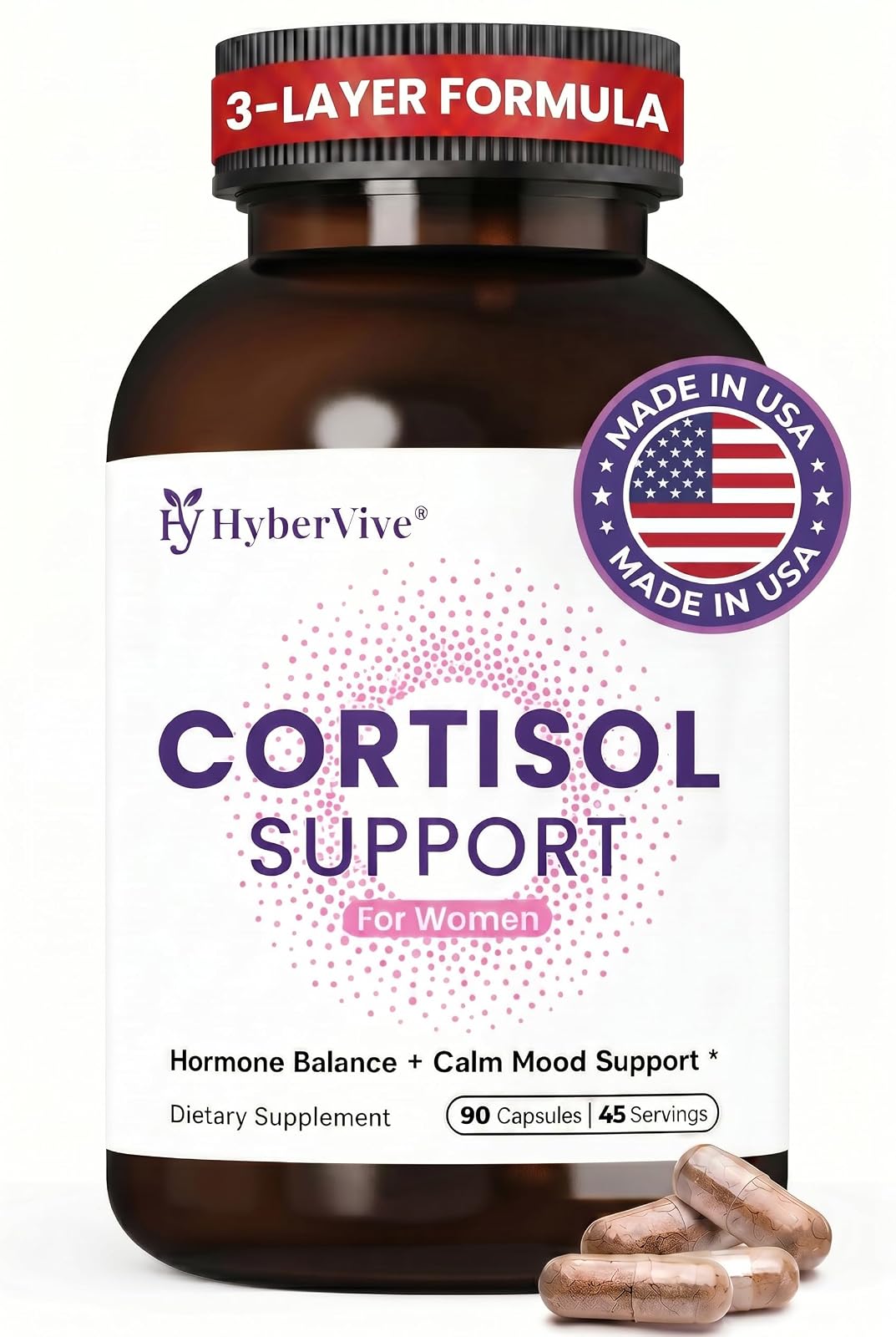 Cortisol support capsules for stress relief