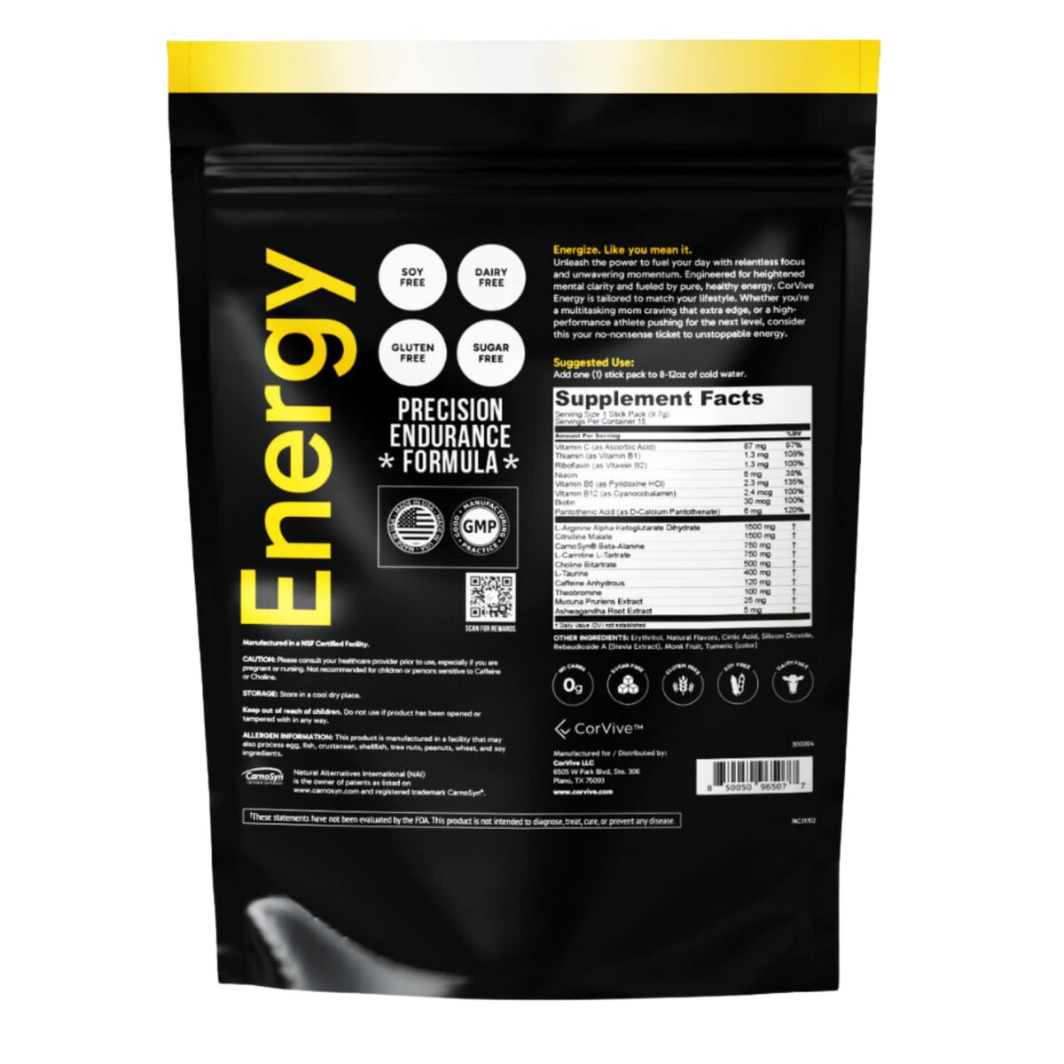 CorVive Energy stick packs for endurance
