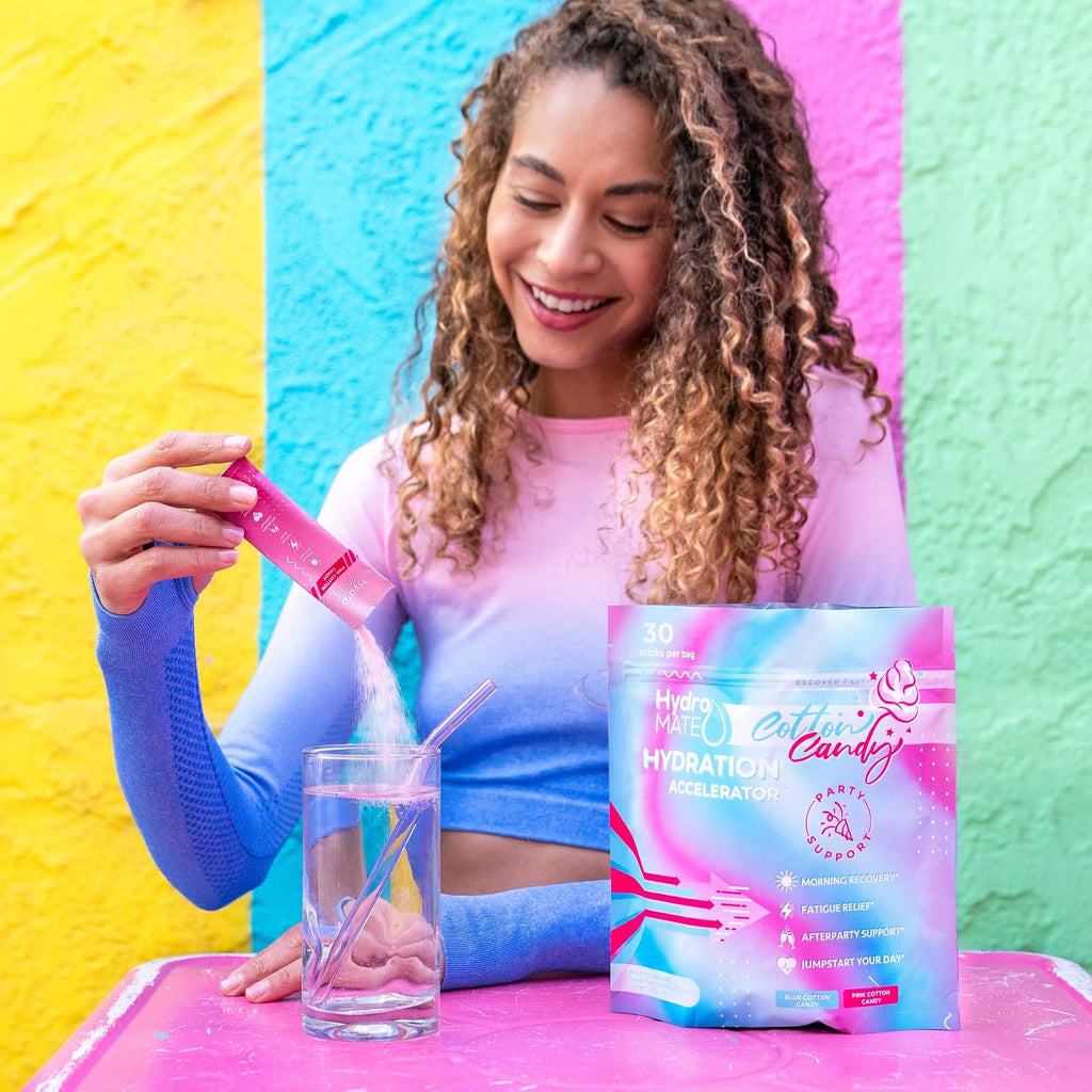 Cotton candy flavour electrolyte packets