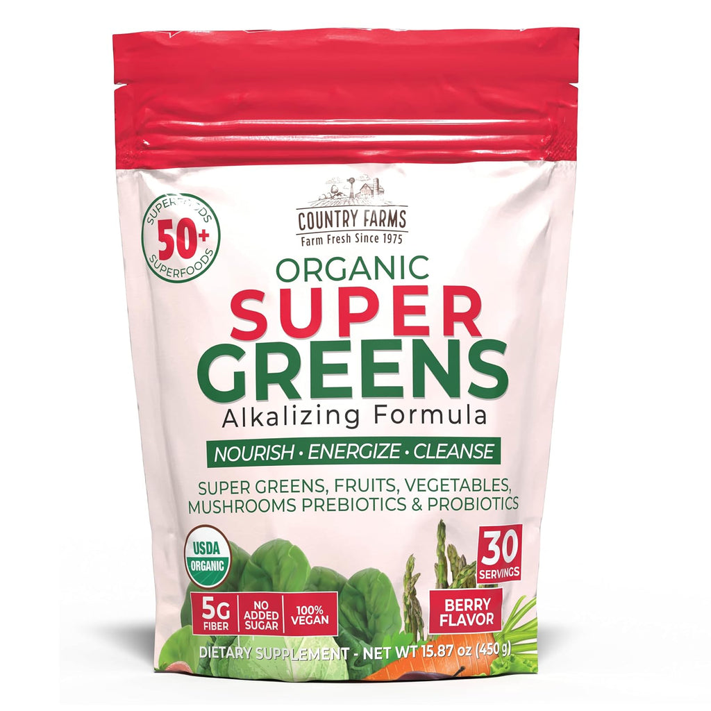 Country Farms berry flavour greens powders