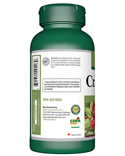 Cranberry capsules for bladder infection relief