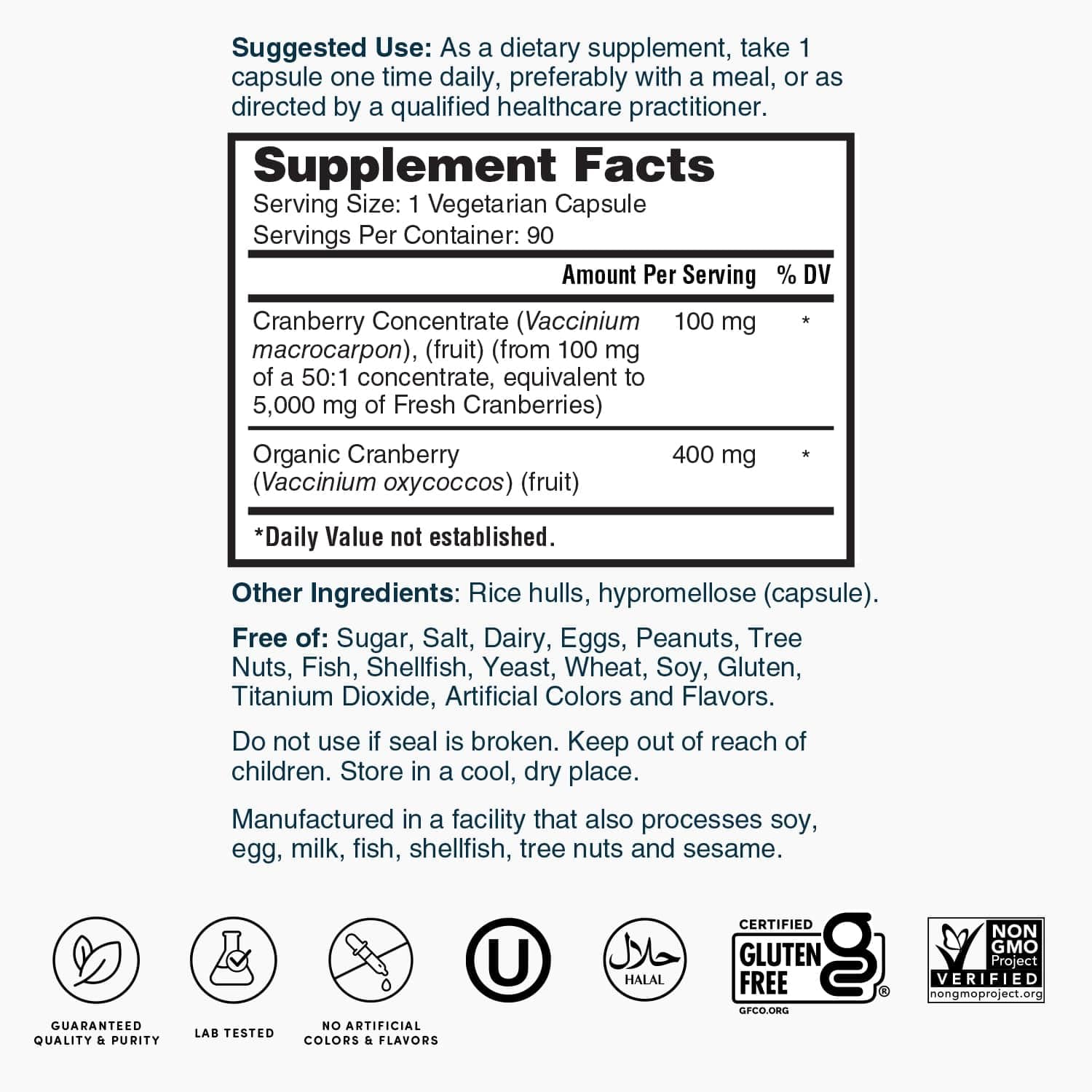 Cranberry capsules for overall health