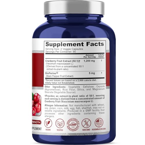 Cranberry capsules for urinary health
