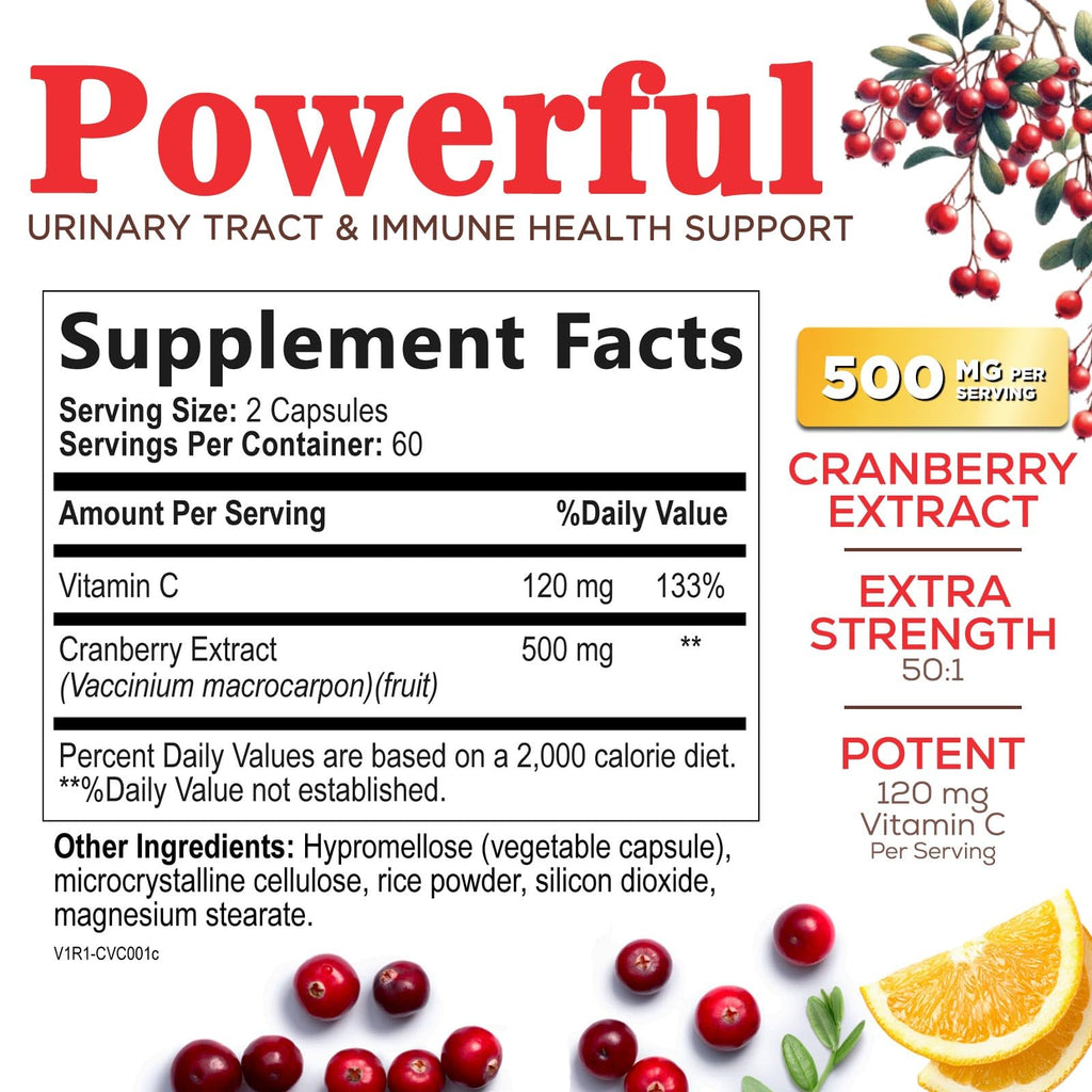 Cranberry capsules with vitamin C