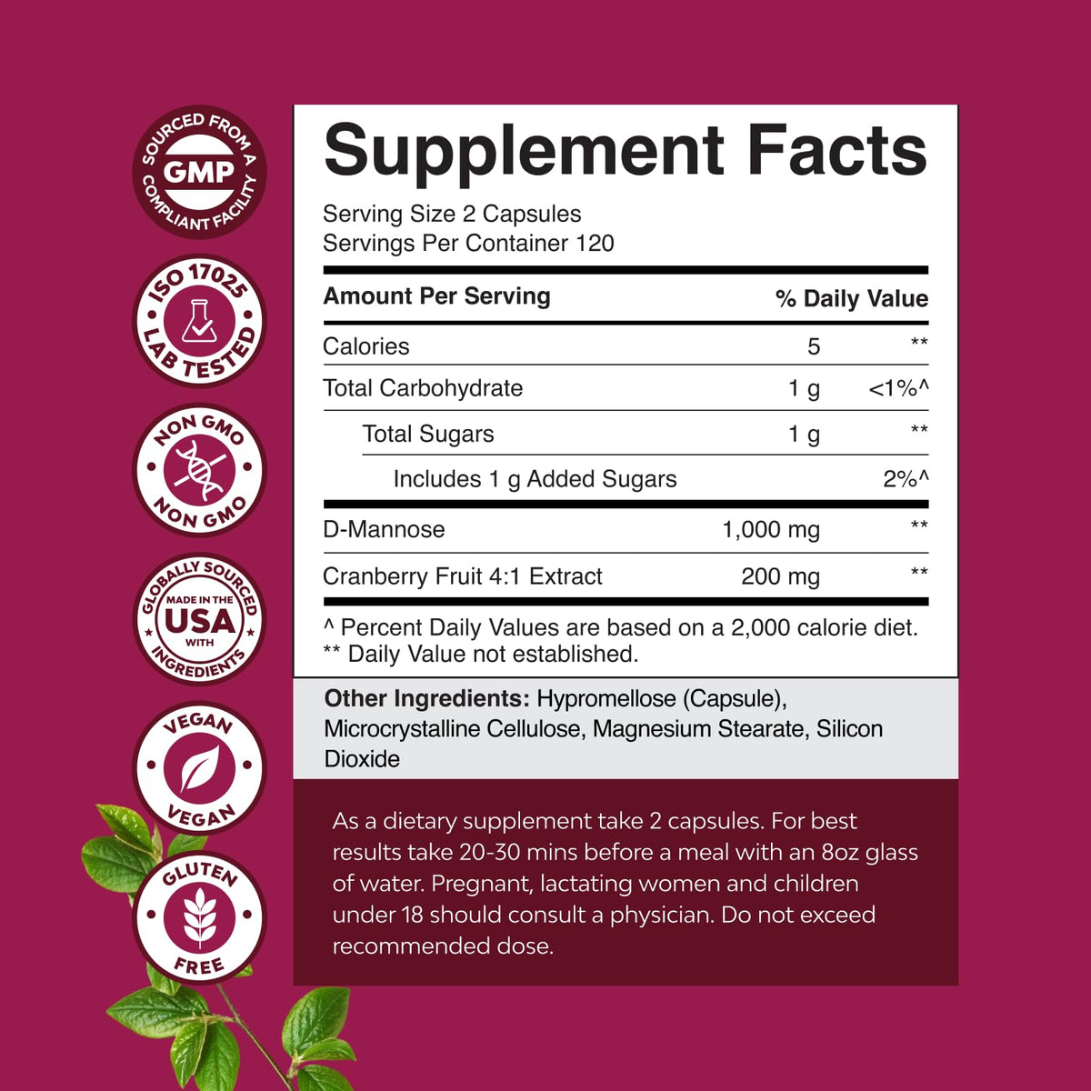 cranberry D Mannose for hydration support