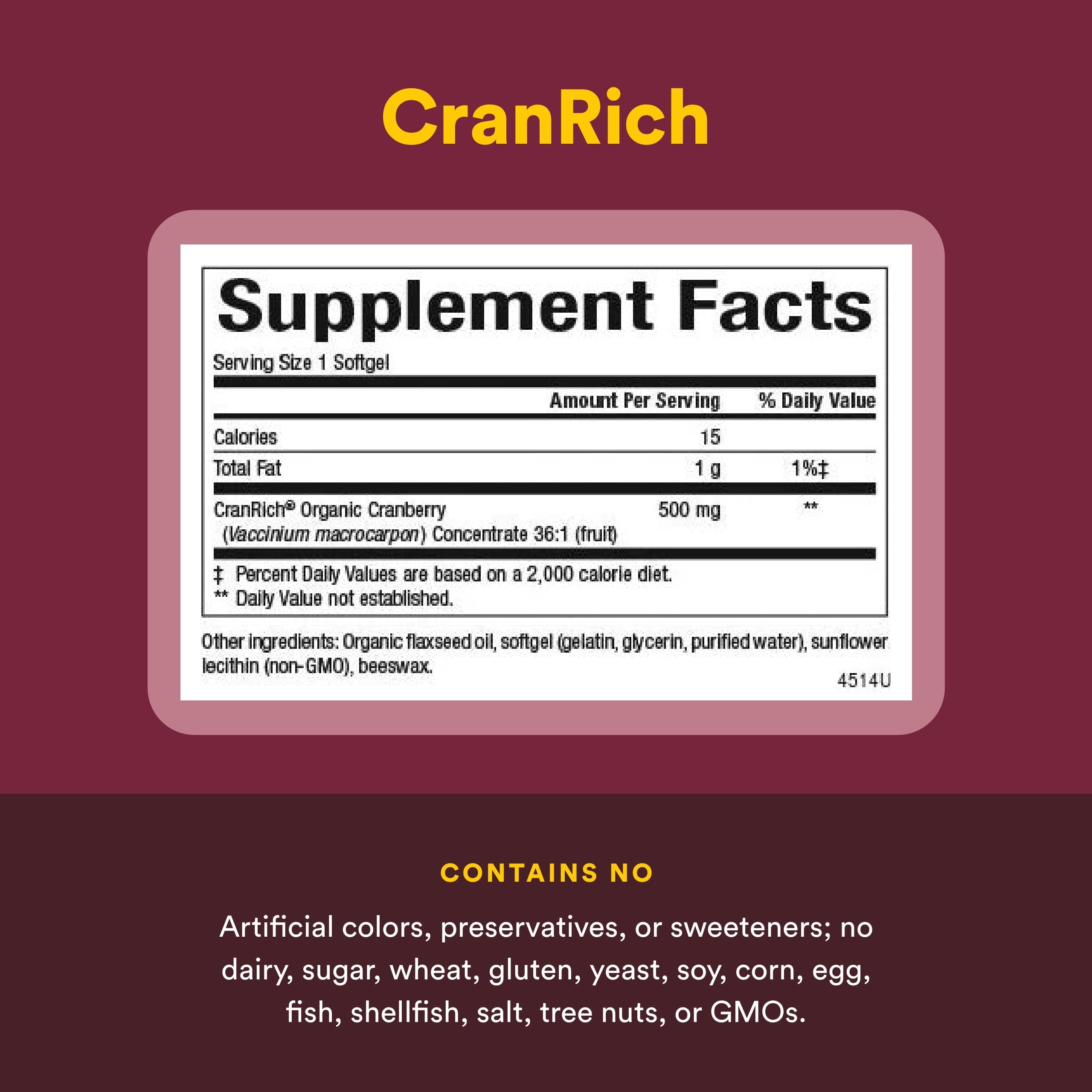 Cranberry extract for urinary tract function