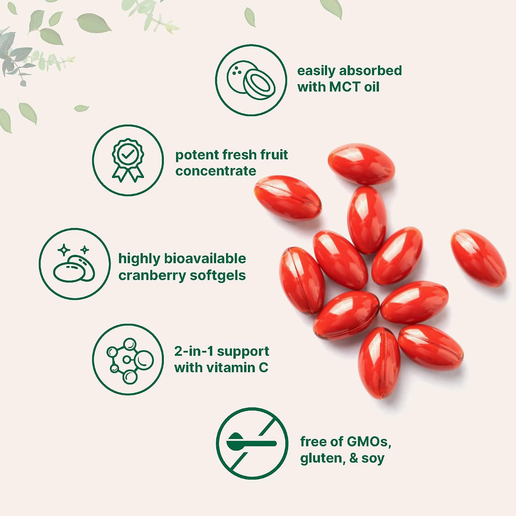 Cranberry softgels for urinary tract support