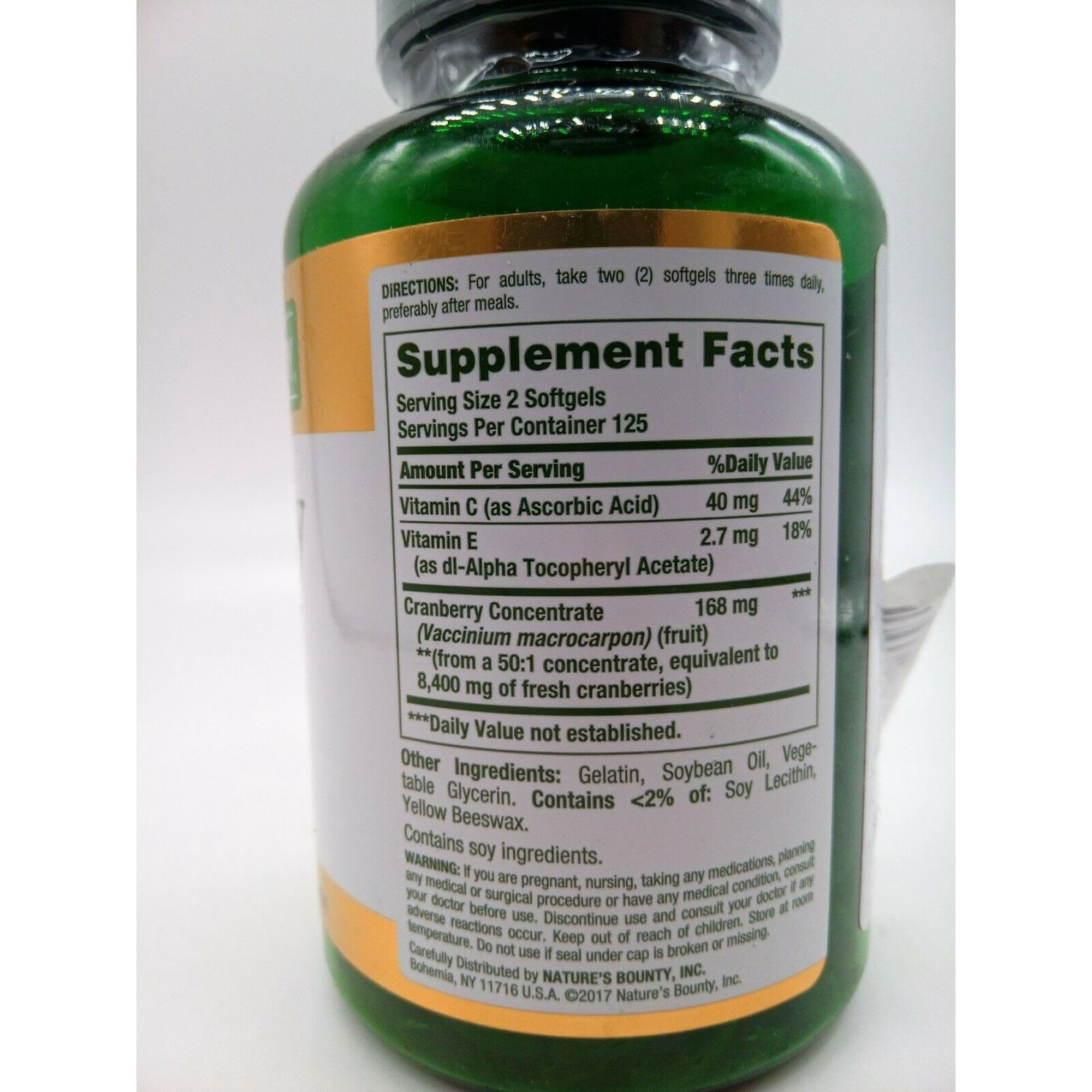 Cranberry supplements for urinary support