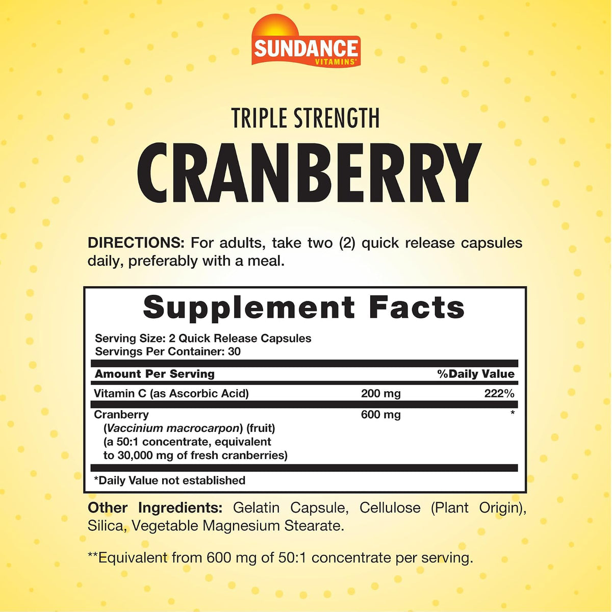 Cranberry with vitamin C supplement