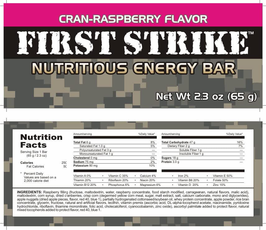 CranRaspberry flavour energy boost bars