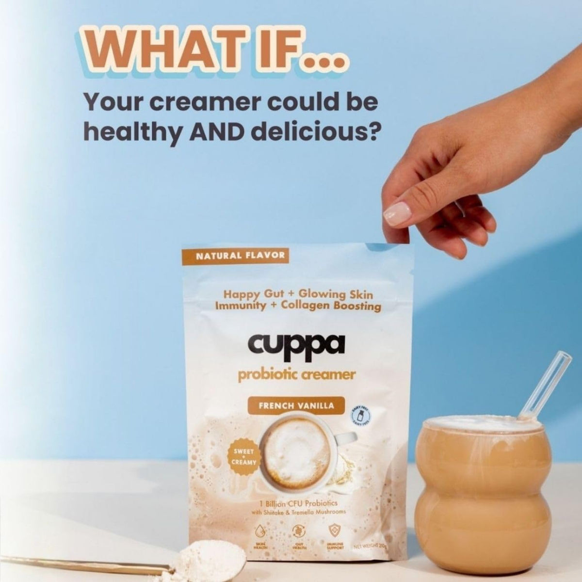 Creamy French vanilla probiotic beverage