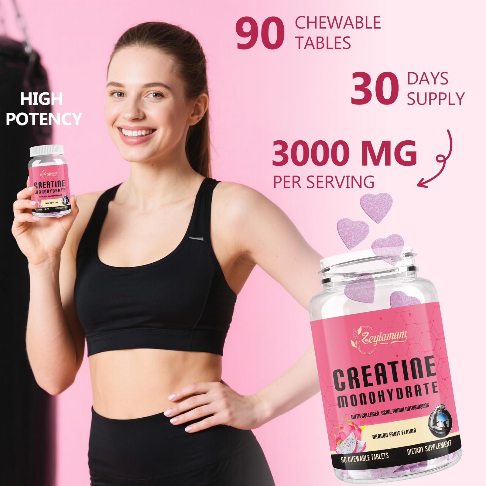 Creatine monohydrate chews for performance