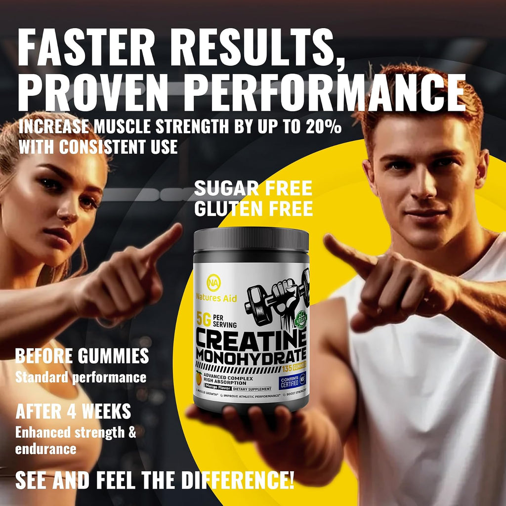 Creatine monohydrate gummies for daily nutrition