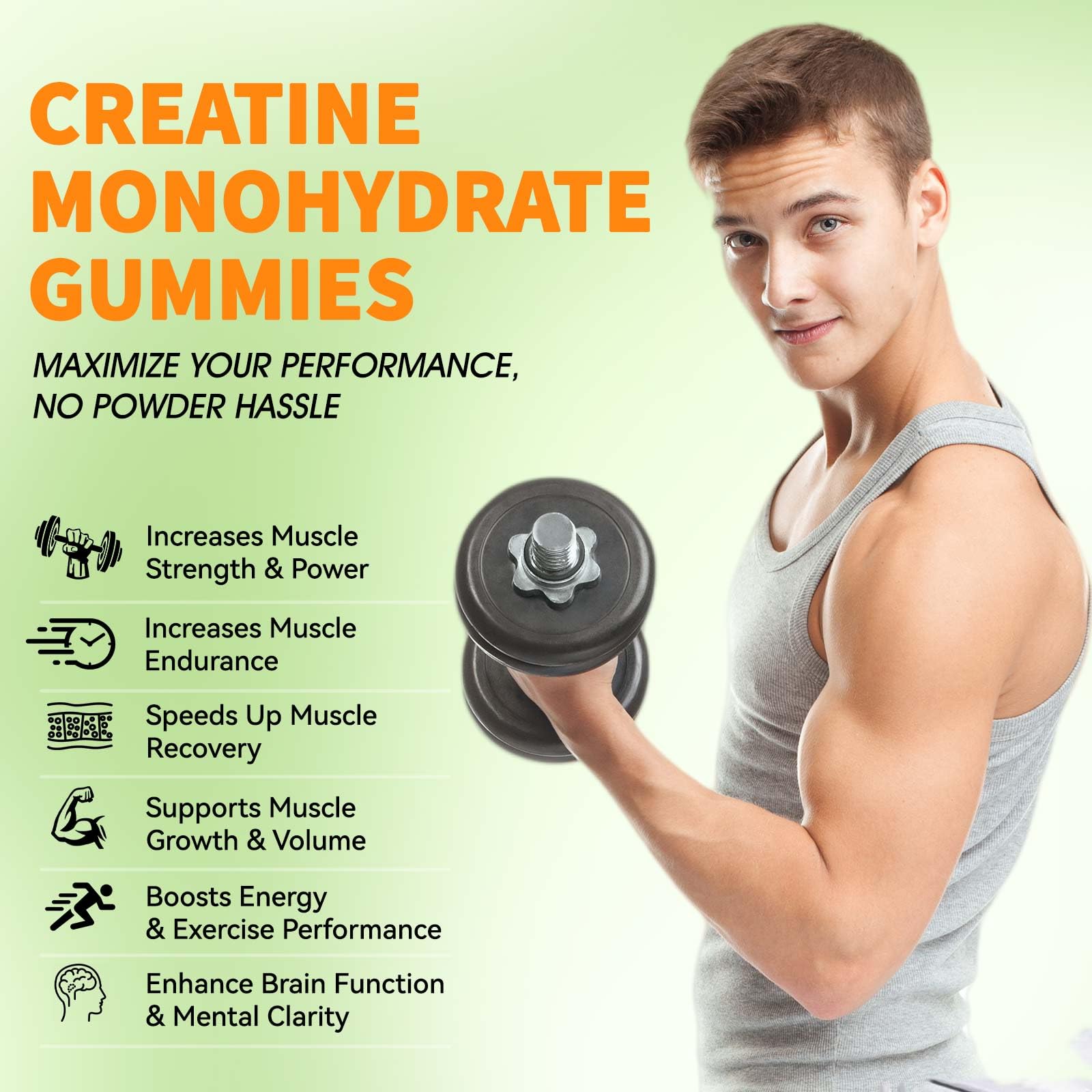 Creatine monohydrate gummies for muscle growth