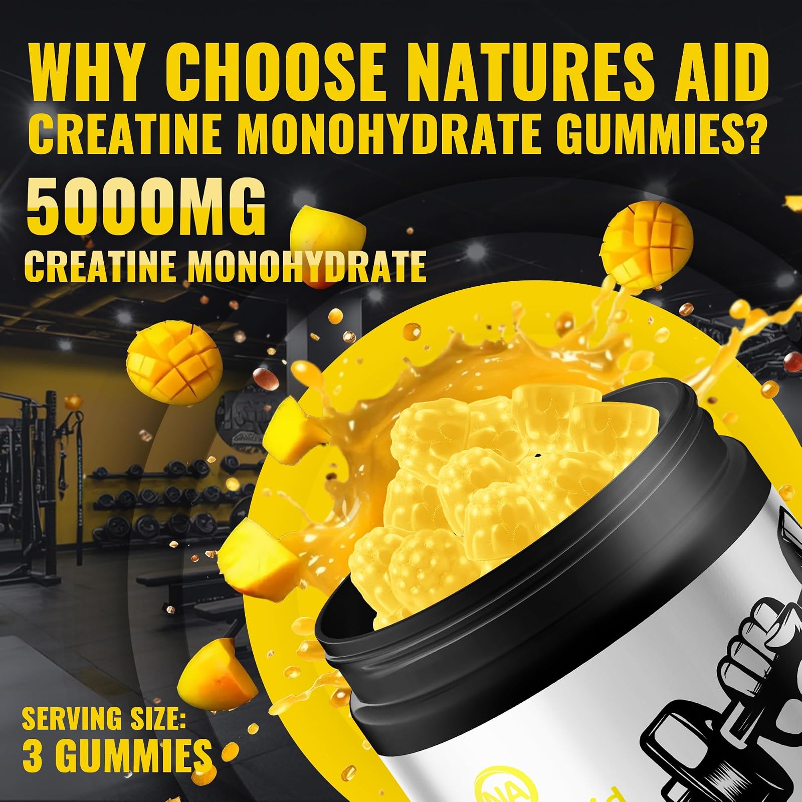 Creatine monohydrate gummies for muscle growth